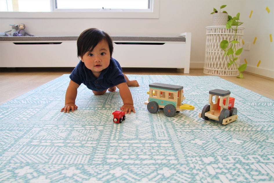 Explorer - Coral Teal | Stylish Reversible Play Mat | Large – Cushmat